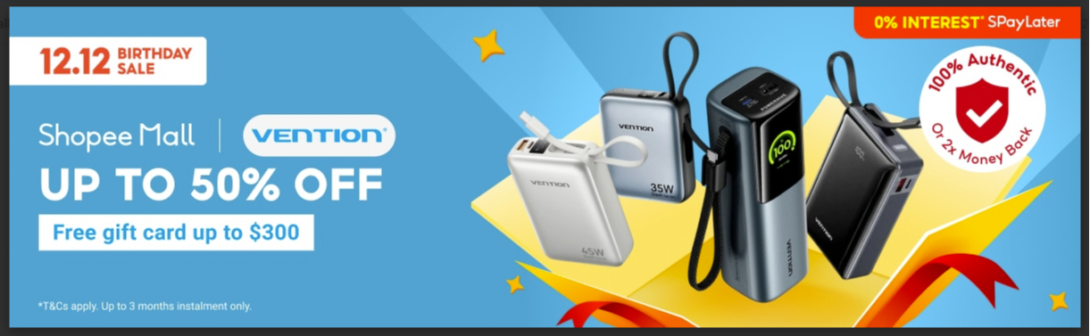 Vention Official Store, Online Shop Jan 2026 | Shopee Singapore