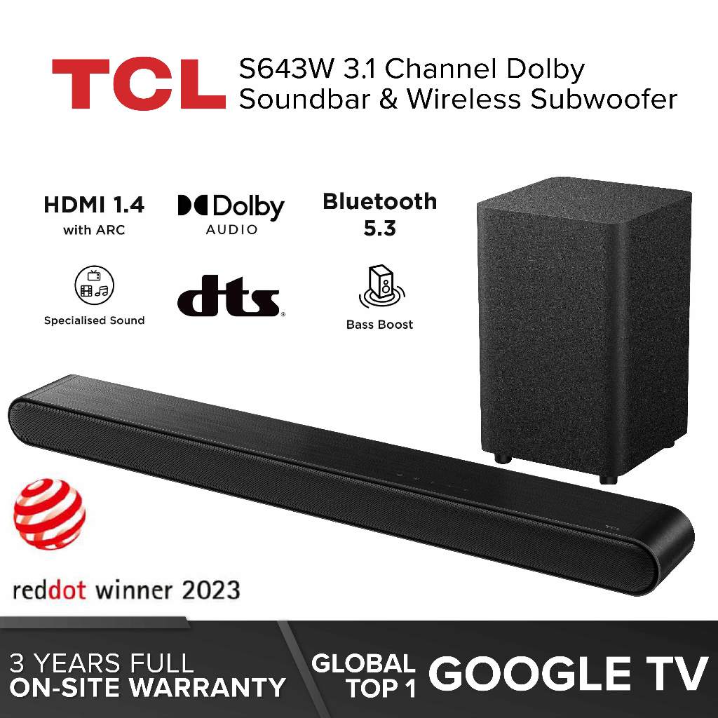 TCL S643W 3.1ch Soundbar with Wireless Subwoofer Review: Dolby Audio ...