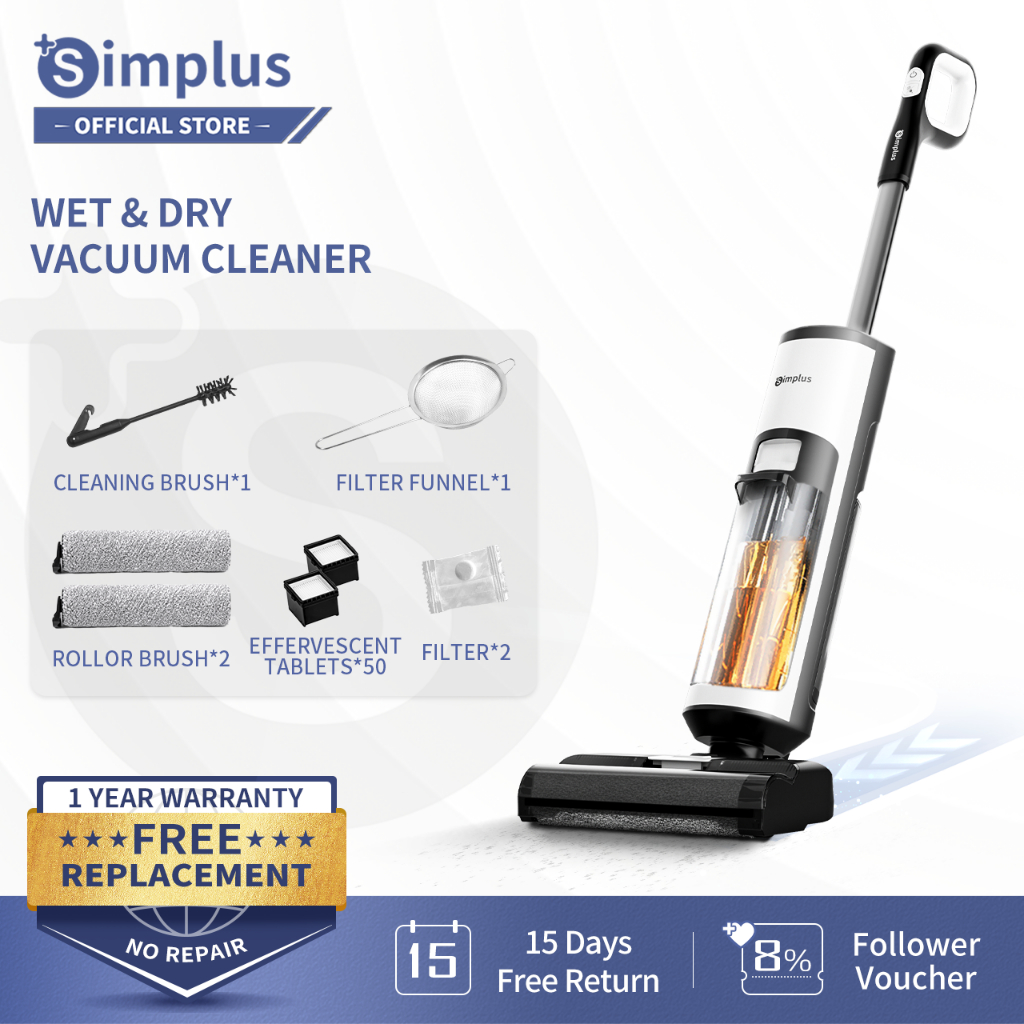 NEW Simplus Wet Dry Mop Vacuum Cleaner 3-In-1 Cordless S-Clean V1 Smart ...